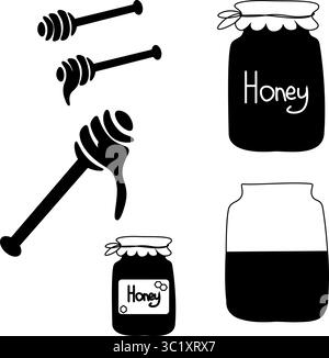 Honey dipper cartoon icon. Wooden spoon tool isolated on white ...
