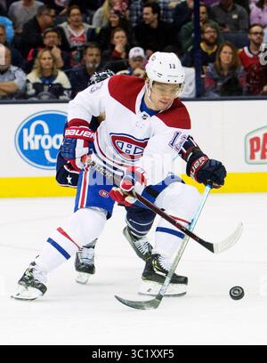 Columbus Blue Jackets' Max Domi plays against the Pittsburgh Penguins ...