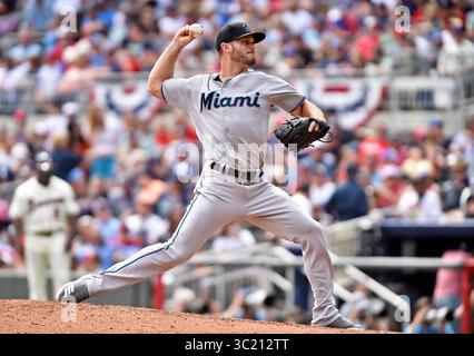 Atlanta Braves pitcher Tyler Kinley delivers in the ninth inning of a ...