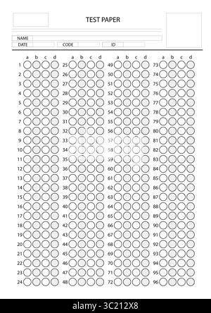 Test paper with blank fields and checkboxes. Exam for students Stock ...