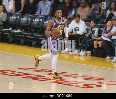 Utah Jazz guard Donovan Mitchell (45) walks off the court following the ...