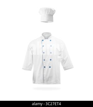 Chef's uniform in air against white background. Toque and jacket Stock ...