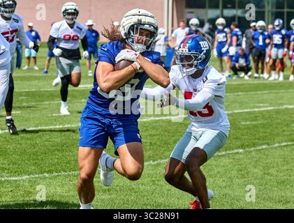 New York Giants safety Raheem Layne (43) warms up before playing ...