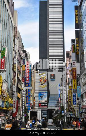 Godzilla Street in Shinjuku Ward at night, Tokyo, Kanto, Japan Stock ...