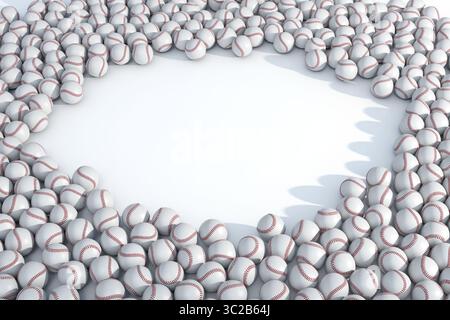 A large array of randomly spaced generic tennis sports balls create a ...