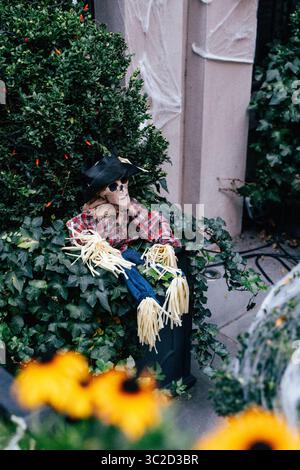 Halloween decorations in Upper East Manhattan NYC Stock Photo - Alamy