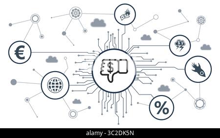 Concept of economic crash with connected icons Stock Photo - Alamy