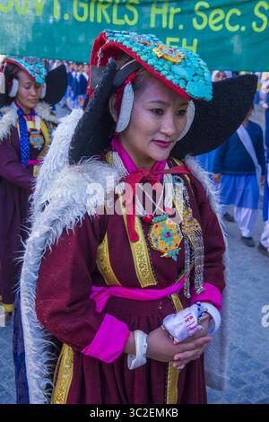 Ladakhi people with traditional costumes participates in the Ladakh ...