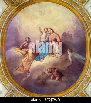 BOBBIO, ITALY - MAY 20, 2025: The detail of baroque fresco of Trinity ...