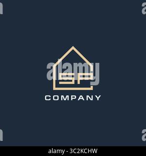 Initial SP logo for real estate with simple and creative house roof ...
