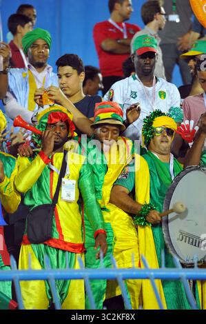 July 2, 2019 - Suez, Egypt - Supporters of Mauritania during the match ...