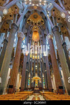 The Majestic Central Nave of Antoni Gaudi Sagrada Familia Basilica ...