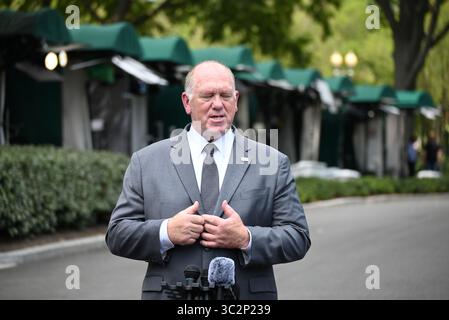 Tom Homan, White House border czar, speaks to reporters outside the ...