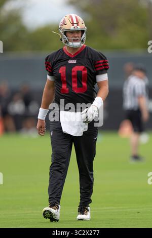 San Francisco 49ers quarterback Mac Jones passes the ball during the ...
