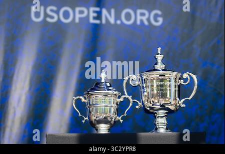 US Open Winners Trophies during the draw ceremony at the 2019 US Open ...