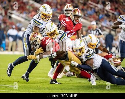 Los Angeles Chargers linebacker Emeke Egbule (51) wears a social ...
