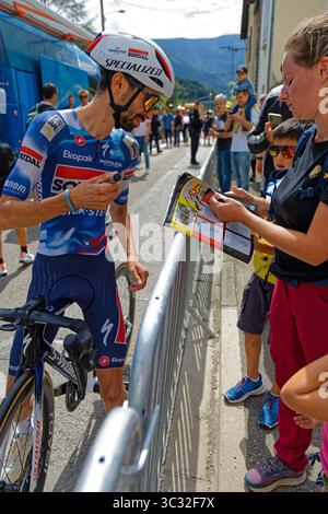 L-R, French Valentin Paret-Peintre of Soudal Quick-Step, Spanish Mikel ...