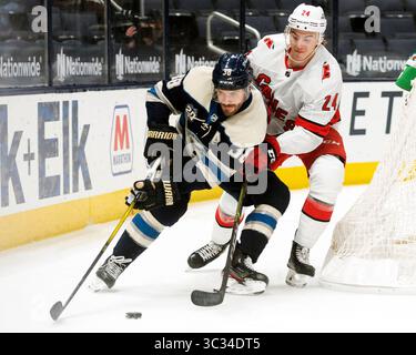 Columbus Blue Jackets' Jake Bean in action during an NHL hockey game ...