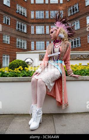 A model showcases Pierre Garroudi's latest collection during the ...