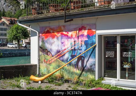 Alphorn players, Interlaken, Switzerland Stock Photo - Alamy