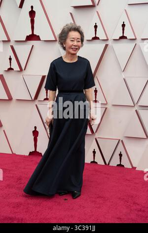 Youn Yuh-jung arrives at the Oscars on Sunday, March 27, 2022, at the ...