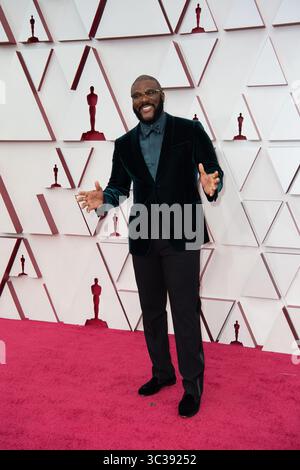 Tyler Perry arrives at the Oscars on Sunday, April 25, 2021, at Union ...