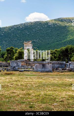 Remains of the Temple of Asclepius in Epidaurus, showcasing classical ...