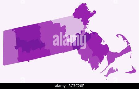 Map of Massachusetts with counties. Just a simple state border map with ...
