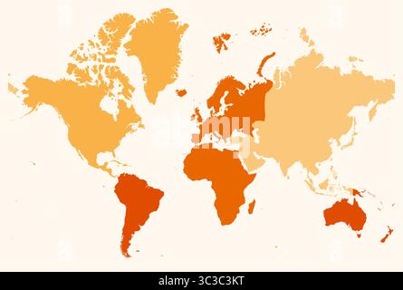 Map of the world with continents. Just a simple border map with ...