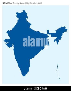 India plain country map. High details. Outline regions style. Shape of ...