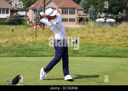 Ryo Hisatsune, of Japan, hits his tee shot on the 12th hole during a ...