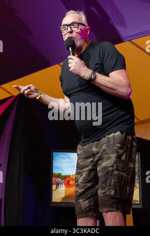 Southwold, UK, 25 July, 2025. Latitude Festival 2025. Pictured left to ...
