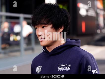 Red Bull driver Yuki Tsunoda of Japan steers his car during the ...
