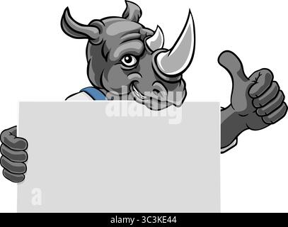 Rhino Painter Handyman Mechanic Plumber Cartoon Stock Vector Image ...