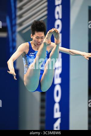 Li Yajie of China competes in the women's 1m springboard diving ...