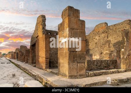 A street corner building in Pompeii, showing a preserved example of ...