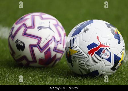 A Puma match ball ahead of a pre-season friendly match at City Ground ...