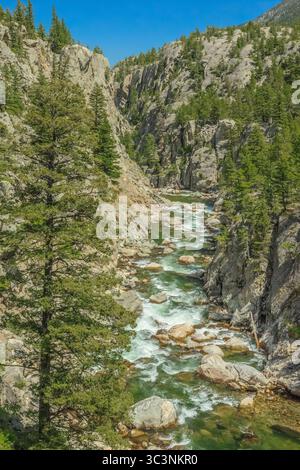 rapids in a gorge along the stillwater river near nye, montana Stock ...