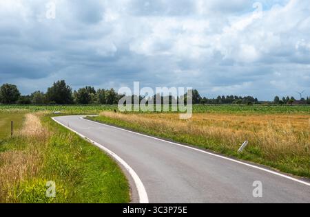 Swirling road through the golden wheat fields in Knokke Heist, West ...