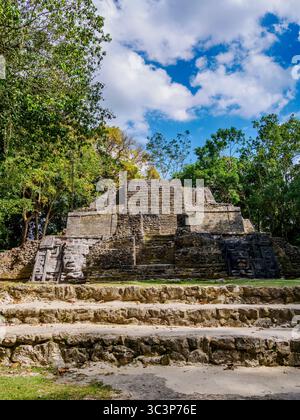 The Mask Temple at the Mesoamerican archaeological site of Lamanai ...