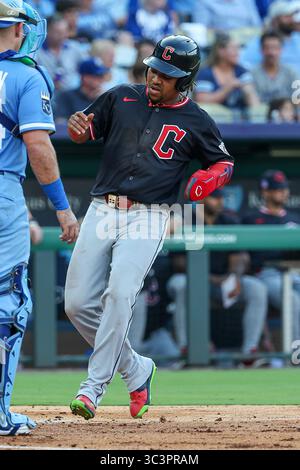 Cleveland Guardians third baseman Daniel Schneemann in action during ...