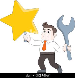 businessman holding support wrench tool vector illustration hand ...