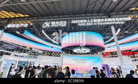 Visitors are viewing IFlytek booth at the 2025 WAIC World Artificial ...