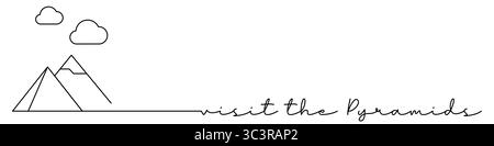Giza, Pyramids, Egypt one line icon with caption. Continuous line ...