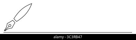 Writing ink pen, space for notice one line icon with caption ...