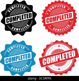 Completed Task Stamp – Finished Project Vector Badge for Workflow ...