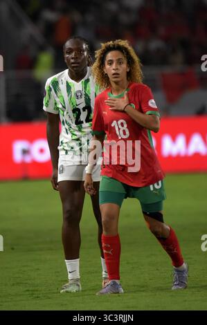RABAT, MOROCCO - JULY 26: Mssoudy Sanaa of Morocco and Halimatu Ayinde ...