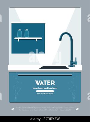 Water tap design, Clean faucet liquid drink wet kitchen and home theme ...