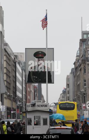 Berlin, Germany April 1, 2018: Checkpoint Charlie was one of the Berlin ...