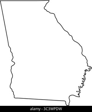 Georgia US Map. GA USA State Map. Black and White Georgian State Border ...